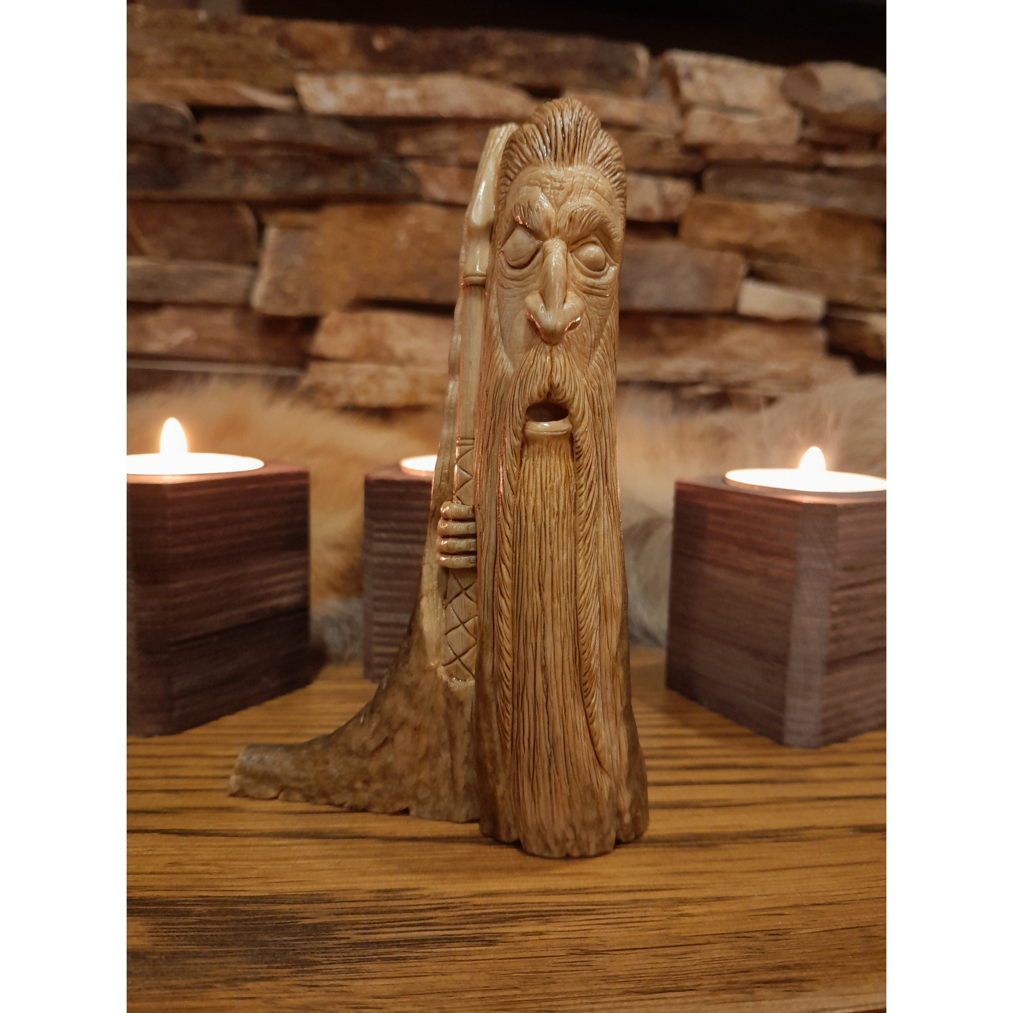 Old Norse God statue. Figurine of Odin. Óðinn sculpture. Allfather ...